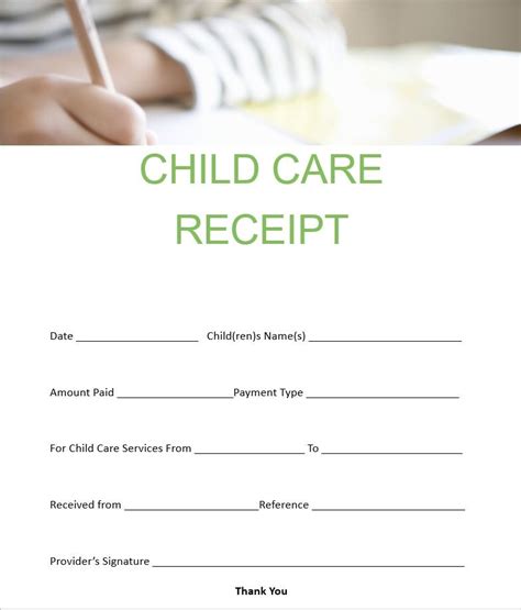 Daycare Receipt Template