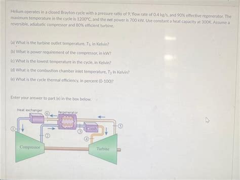 Solved Helium Operates In A Closed Brayton Cycle With A