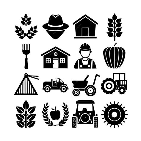 Colección De Iconos De Agricultura Y Agricultura Ilustración Vectorial De La Secta Vector
