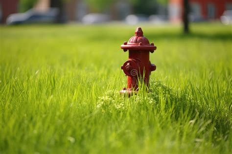 Fire Hydrant Surrounded By Cleanly Shaven Grass Stock Illustration Illustration Of Generative