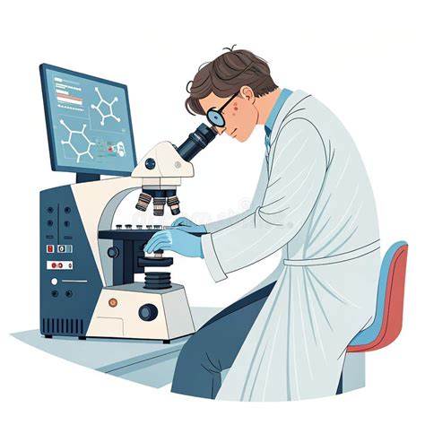 Scientist Using Laser Microscope Stock Illustration Illustration Of Device Laser 365225087