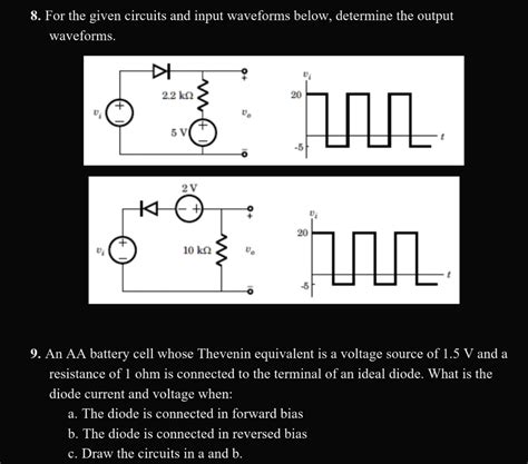 Get Answer For The Given Circuits And Input Waveforms Below Determine