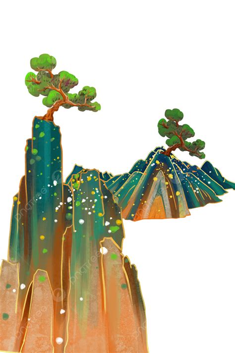 Dashan Pine Tree National Tide Mountain Pine Tree View Png