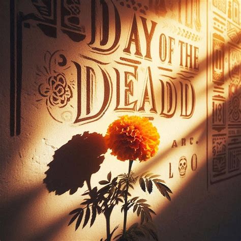 A Day Of The Dead Wall With A Flower In The Foreground Premium Ai