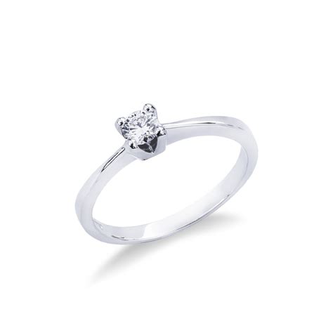 Anello Solitario Lineare A 4 Griffe In Oro Bianco 18k Con Diamante Ct