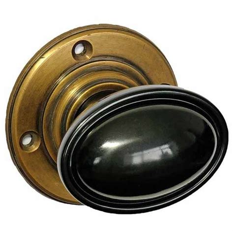 Black Bakelite Brolite Stepped Oval Door Knobs Reborn Bakelite Door