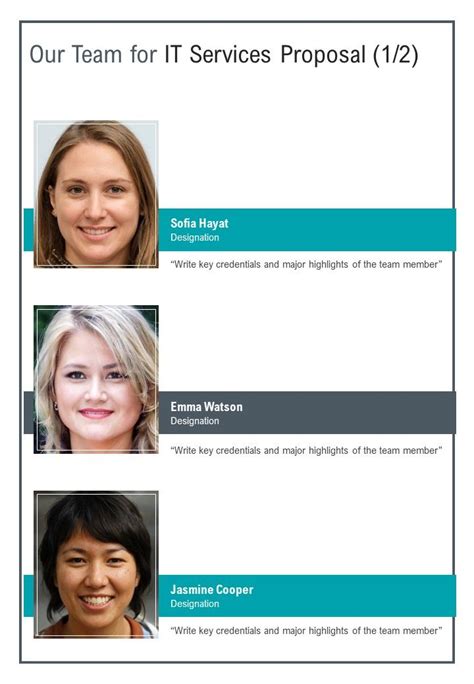 Our Team For It Services Proposal One Pager Sample Example Document