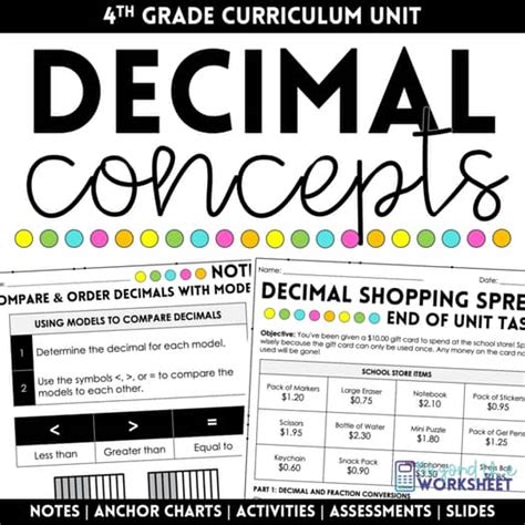 Decimal Concepts Unit 4th Grade Math Curriculum Tpt