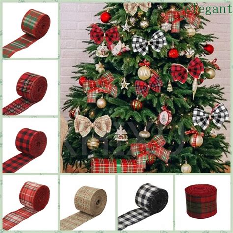 Elegant Christmas Plaid Ribbon Red Black Lattice Imitation Linen Linen