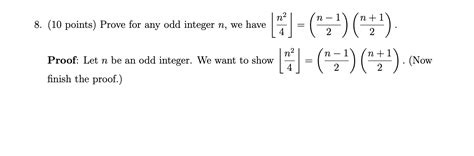 solved 2 n п n 8 10 points prove for any odd integer n