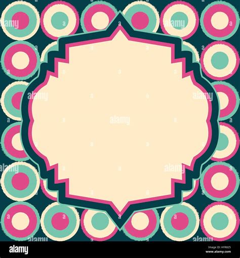 Vector Retro Label Layout On Abstract Geometric Seamless Pattern Stock