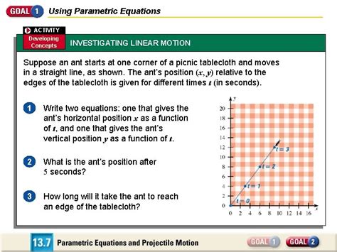 Using Parametric Equations Activity Developing Concepts Investigating
