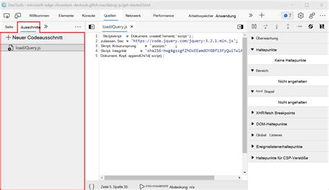 Übersicht über das tool „quellen“ microsoft edge development
