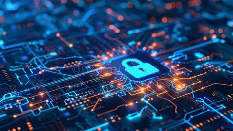 Digital Security Lock On Circuit Board Backdrop Stock Image Image Of