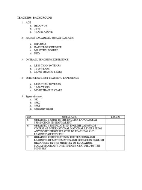Needs Analysis Esp Questionnaire Pdf English Language Academic Degree