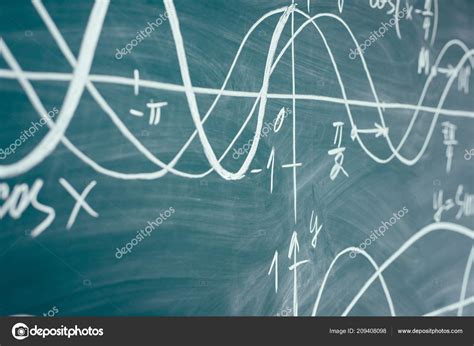 Trigonometry School Chalkboard Function Graphs Math Lesson Stock