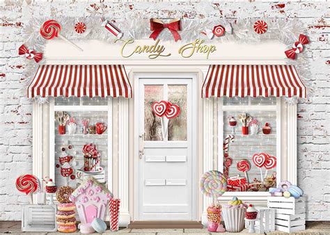Avezano Candy Store Backdrop For Valentines Day Photography