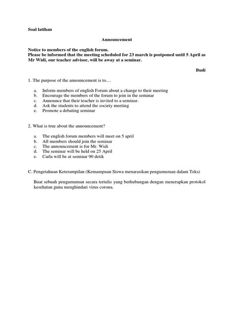 Announcement Task X Pdf