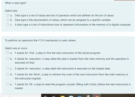 Solved What Is Data Type Select One O A Data Type Is A Chegg Com