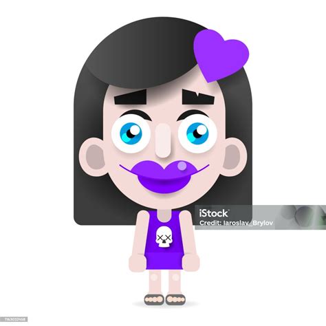 卡通 Emo 女孩 向量插圖在白色背景向量圖形及更多人圖片 人 人手 人的頭部 Istock