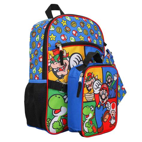 Super Mario 5 Piece Backpack Set Insert Coin Toys