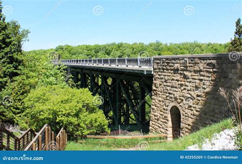 Cut River Bridge From A Distance Stock Image Image Of Grass River