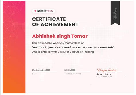 Certifiedinsuccess Neverstoplearning Ethicalhacker Socanalyst Abhishek Singh Tomar