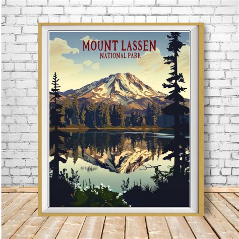 Mount Lassen Poster National Park Poster California Decor Mount Lassen National Park Print