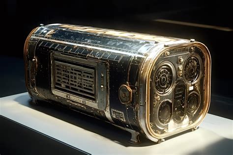 Futuristic Retro Radio Displayed On Stand In Spotlight 60004052 Stock