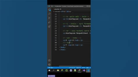 Html Dərsləri Sub Və Sup Teqləri Html Css Javascript Programming Cod Ders Kurs Youtube