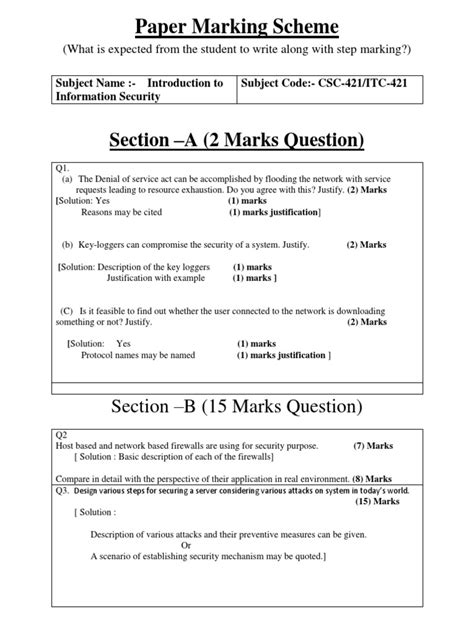 Paper Marking Scheme Section A 2 Marks Question Pdf Technology