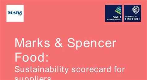 Marks And Spencer Food Sustainability Scorecard For Suppliers