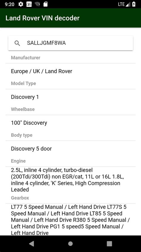 Land Rover Vin Decoder Latest Version 1 0 For Android