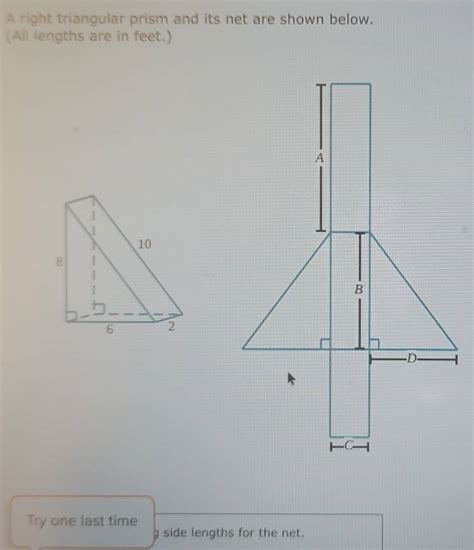 solved a right triangular prism and its net are shown below all