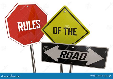 Rules Of The Road Stop Yield Two Way Street Signs Laws Regulations 3d