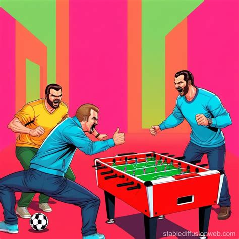 Colleagues Playing Table Soccer Stable Diffusion Online