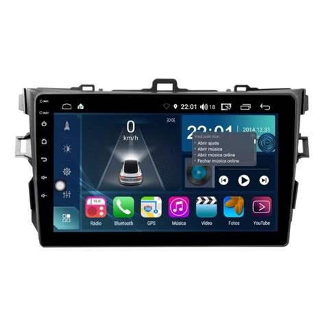 Kit Central Multimídia Toyota Corolla 2007 A 2014 Android 13 De 9 Polegadas Câmera De Ré