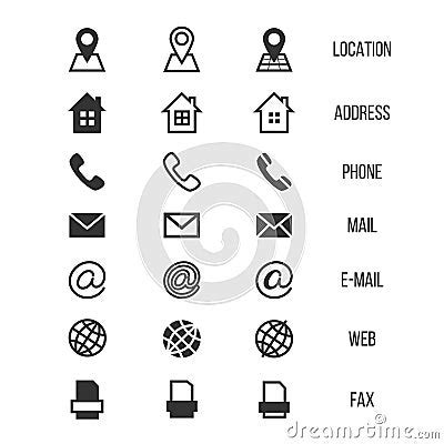 Business Card Vector Icons Home Phone Address Telephone Fax Web