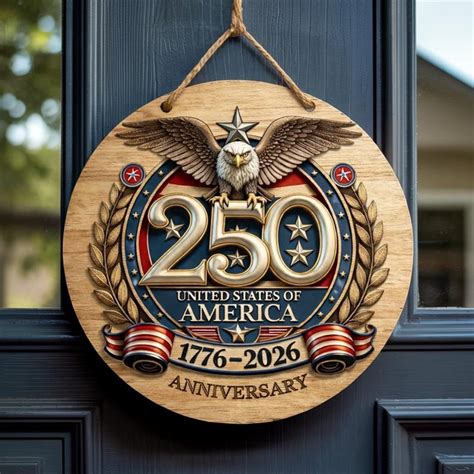 250th Anniversary American Flag Eagle Wooden Door Sign Usa 250th