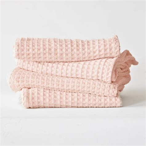 Pink Waffle Towel Set Organic Turkish Cotton Bath Towels Etsy