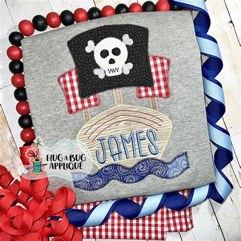 Pirate Ship Zig Zag Stitch Applique Design Hug A Bug Applique