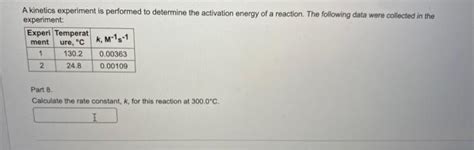 Solved A Kinetics Experiment Is Performed To Determine The Chegg