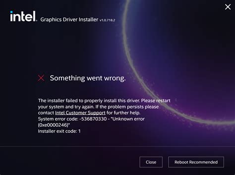 driver installation fails intel community