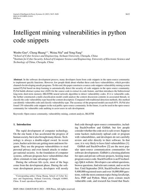 Pdf Intelligent Mining Vulnerabilities In Python Code Snippets