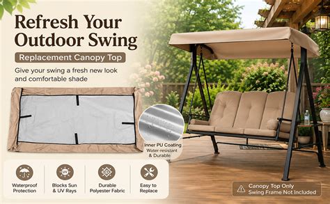 75x 47 83x 48 Porch Swing Canopy Replacement Waterproof Top Cover For Patio