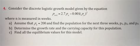 Solved 4 Consider The Discrete Logistic Growth Model Given