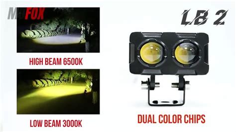 Mofox Lb2 Laser Gun Mdl Mini Driving Light For Motorcycle 60w Dual Color High And Low Beam