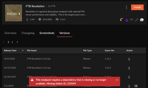Can T Install From CurseForge Missing Dependencies Issue FTBTeam FTB Revelation