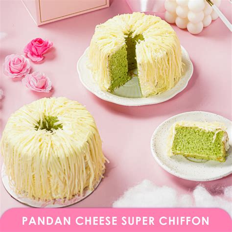 Jual C Bakes Kue Bolu Chiffon Pandan Keju Halal Super Chiffon Cake Pandan Cheese Shopee