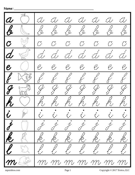 Tracing Cursive Letters Worksheets
